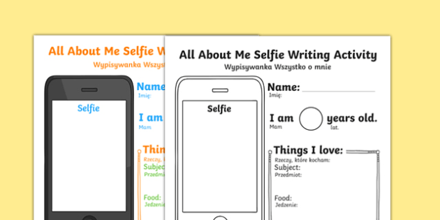 All About Me Selfie Writing Worksheet English/Portuguese - photo ...