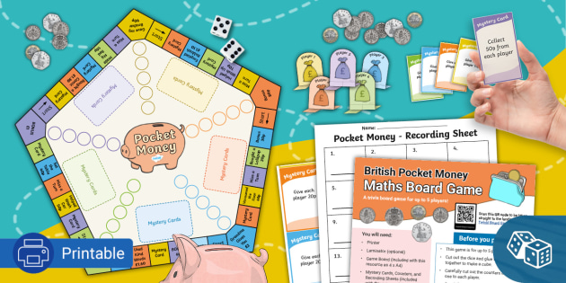 Pocket Money Maths Board Game for Addition and Subtraction