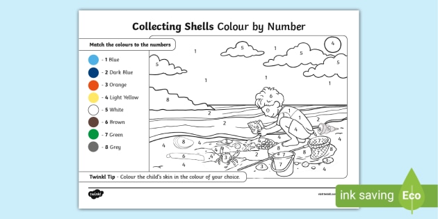 FREE! - Collecting Shells Colour by Number (teacher made)