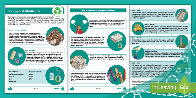 Recycling Scrapyard Challenge Activity (teacher made)