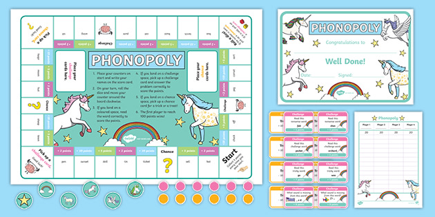 Unicorn-Themed Phonopoly Game (teacher made)