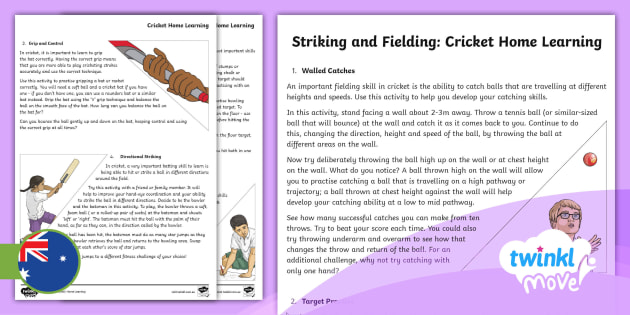 Year 4 Striking and Fielding: Cricket Home Learning Tasks