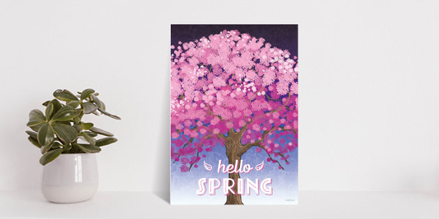 Hello Spring Cherry Blossom Postcard | Twinkl Party