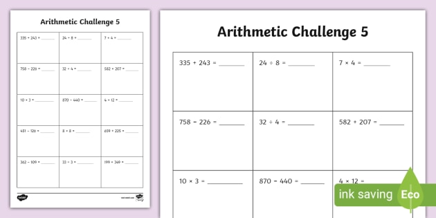 Arithmetic Challenges | twinkl.com.au