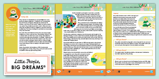 FREE! - Little People, Big Dreams: Mary Anning Fact File