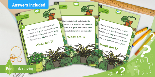 Plants Riddle Puzzles - AL - Twinkl - Kids Puzzles