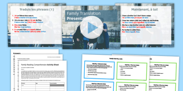 Family Activity Pack French - La famille fiche de lecture La famille ...