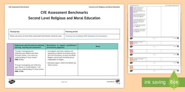 CfE Second Level Religious and Moral Education Benchmarks Assessment