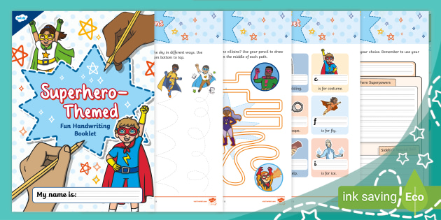 Superhero-Themed Fun Handwriting Booklet (Ages 5 - 7)