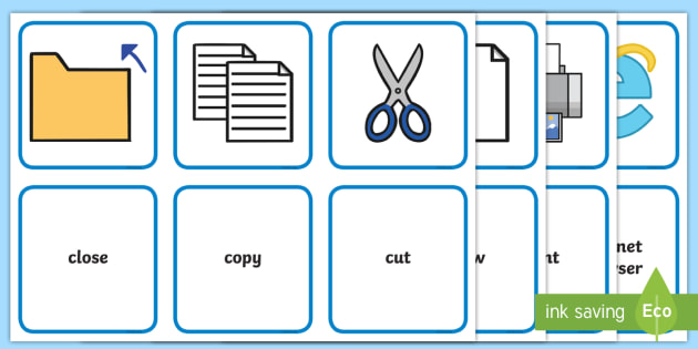 Computer Icons Matching Cards - Important Computer Icons Display Posters