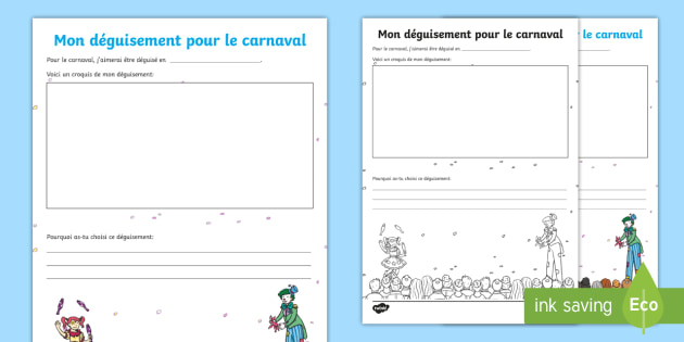 Carnival Describe Your Fancy Dress Worksheet / Worksheet