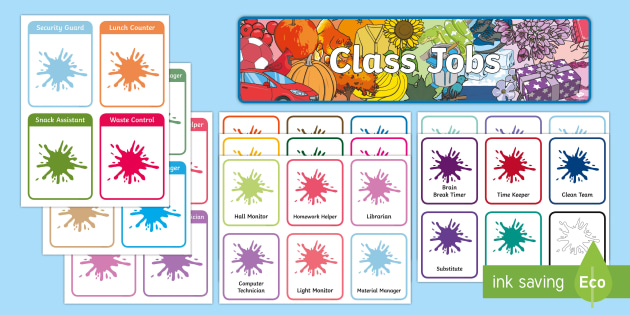 Colors Classroom Jobs Display Pack (teacher made)