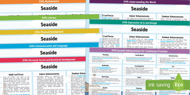 EYFS Seaside EYFS Activity Planning and Continuous Provision Ideas ...