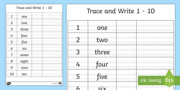 * NEW * 1-10 in Words Trace and Write Activity Sheet - trace
