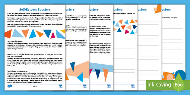 Self-Esteem Boosters Worksheet (Teacher-Made)