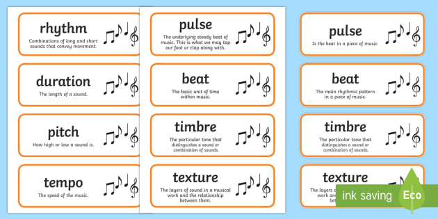 Music Elements Cards - Music Keywords Primary Resources, letters, phonics