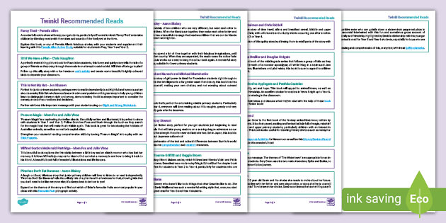 Twinkl Suggested Reads for PRC & MS Readathon (teacher made)