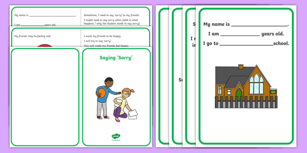 Saying Sorry Social Situation - social stories, Social story, ASD, autism