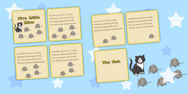 Five Little Mice Counting Song Sequencing Cards