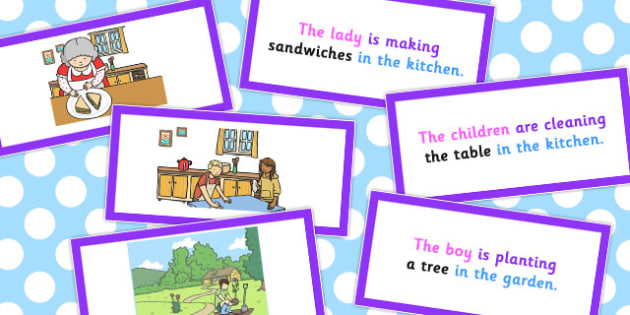 Picture Description Cards Who What Doing To What Where Set 2