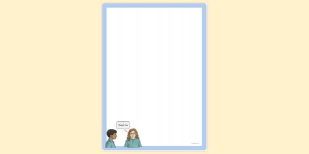 FREE! - Simple Blank Child Saying Thank You Page Border | Twinkl