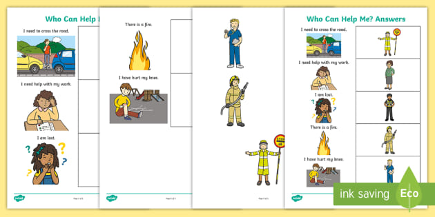 Who Can Help Me Cut and Stick Worksheet / Worksheet