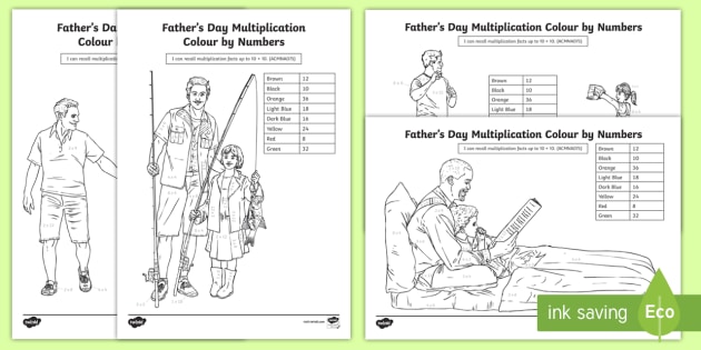 Father's Day Multiplication Colour by Number