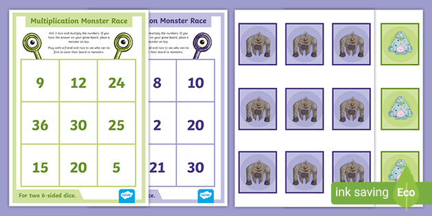 Multiplication Monster Race (teacher made)