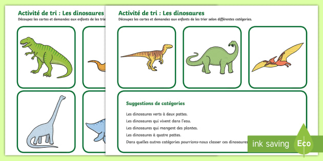 Activité de tri : Les dinosaures (teacher made)