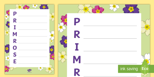 Primrose Acrostic Poem (teacher made)