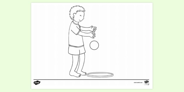 FREE! - Child Bouncing Ball Into Hoop Colouring | Colouring Sheets