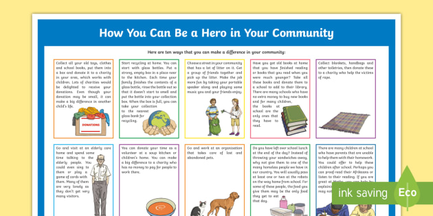How You Can Be a Hero in Your Community Information Poster