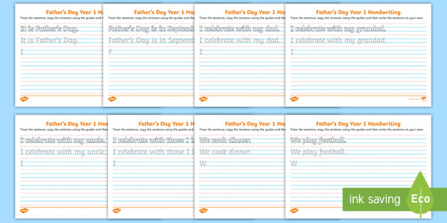 Father's Day Year 1 Handwriting Worksheets (teacher made)