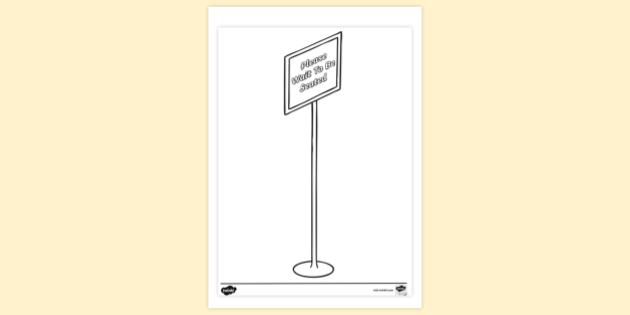Please Wait to be Seated Sign Colouring Sheet