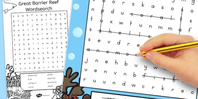 Great Barrier Reef Wordsearch (teacher made)