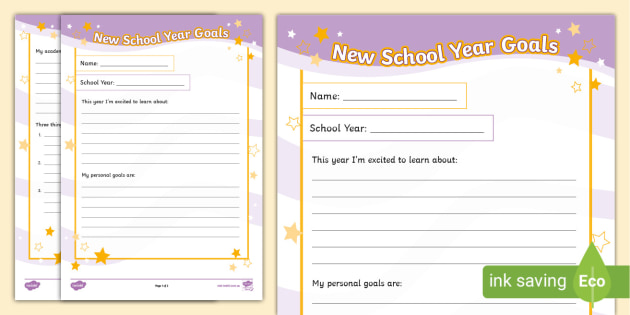 New School Year Goals and Expectations - Upper Primary