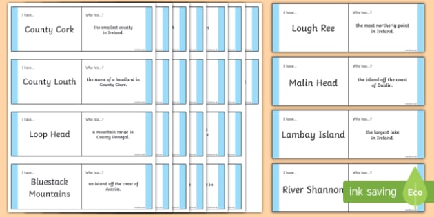 Geography of Ireland Loop Cards
