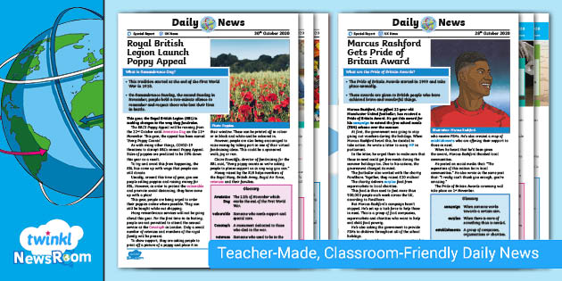 NewsRoom Weekly KS2 Reading Comprehension Pack - 30th October 2020