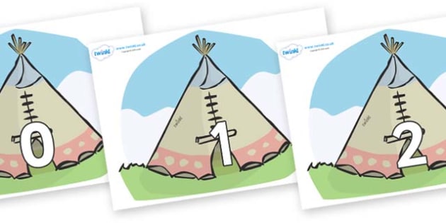 Numbers 0-31 on Tipis (teacher made)