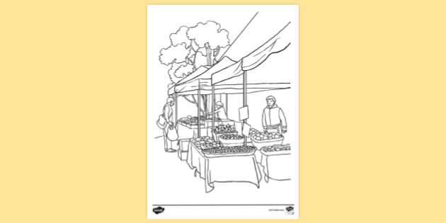 FREE! - Market Colouring Sheet | Colouring Sheets