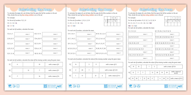 Mean Worksheets