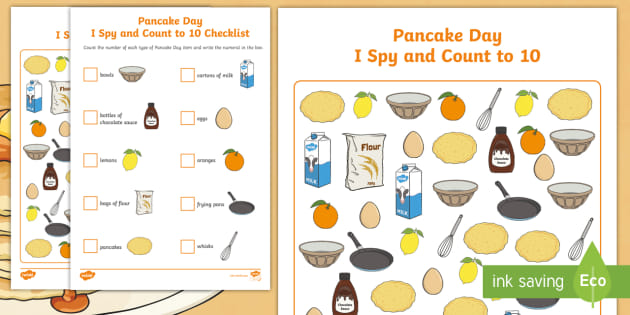 Pancake Day 'I Spy and Count' Activity to 10