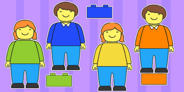 Editable Multicolour Building Brick Figures