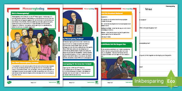 Menseregtedag Begripslees met Begripstoets (teacher made)