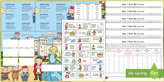 Year 1 Once Upon a Time Themed Spelling Menu Pack