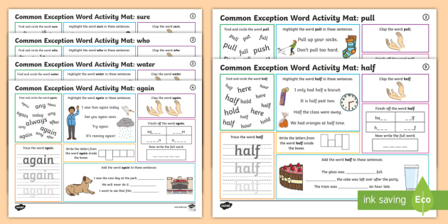Year 1 Common Exception Word Activity Mat Bumper Pack