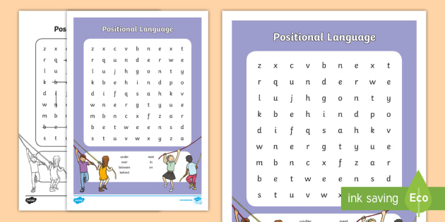 Positional Language Word Search - NI KS1 Numeracy