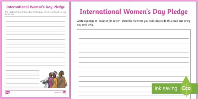 International Women's Day Pledge Worksheet