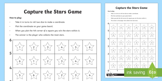 Capture the Stars Coordinates Game - Position, direction