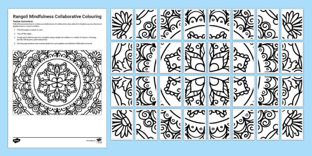 Rangoli Mindfulness Collaborative Colouring Activity